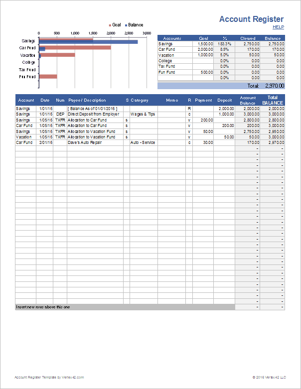Account Register Template With Sub Accounts In Excel Account Register Template With Sub Accounts In Excel