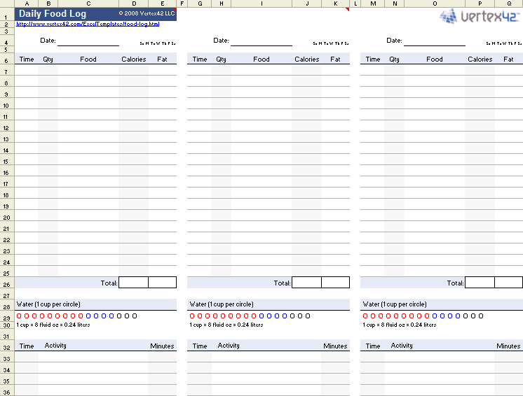 Printable Daily Food Log Calorie Log Food Nutrition Log