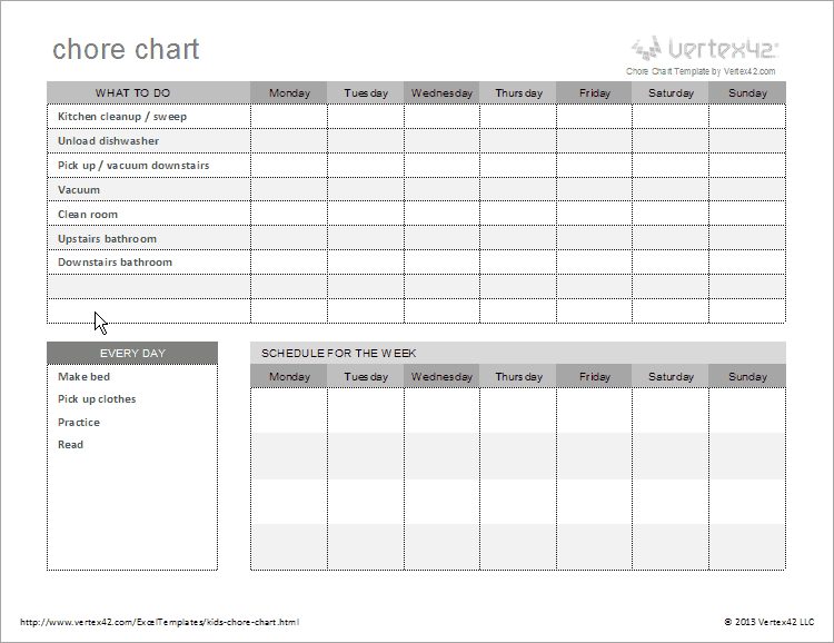 Free Kids Chore Chart Template