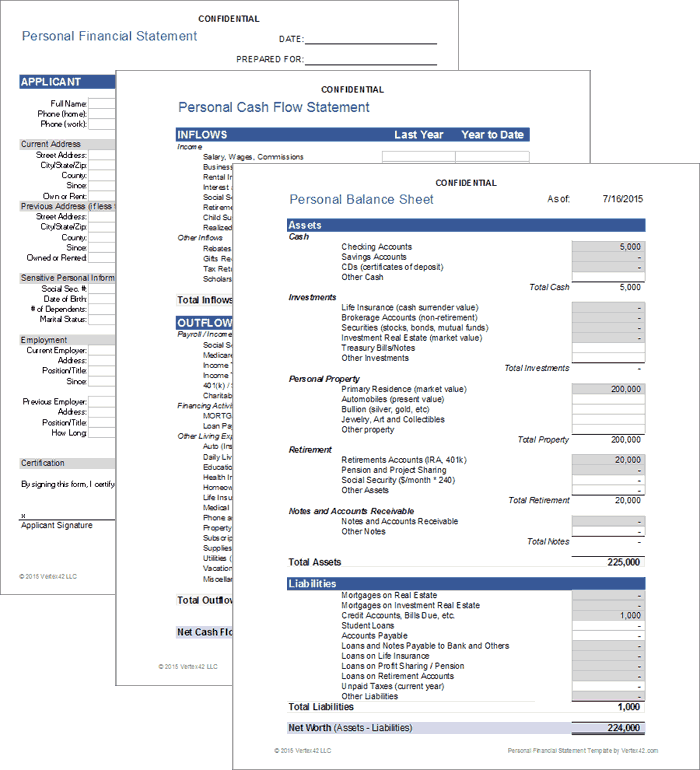 Personal Financial Statement For Excel