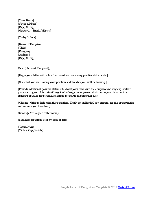 Free Letter Of Resignation Template Resignation Letter Samples