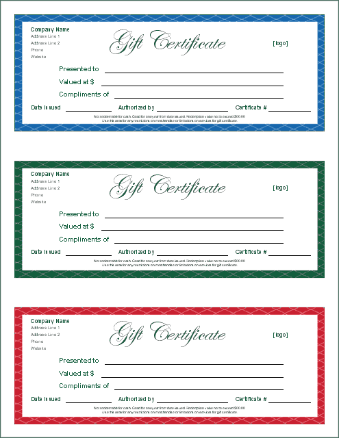Free Gift Certificate Template And Tracking Log