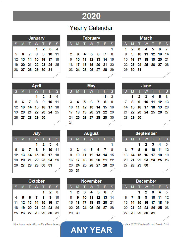 Yearly Calendar Template For 2016 And Beyond