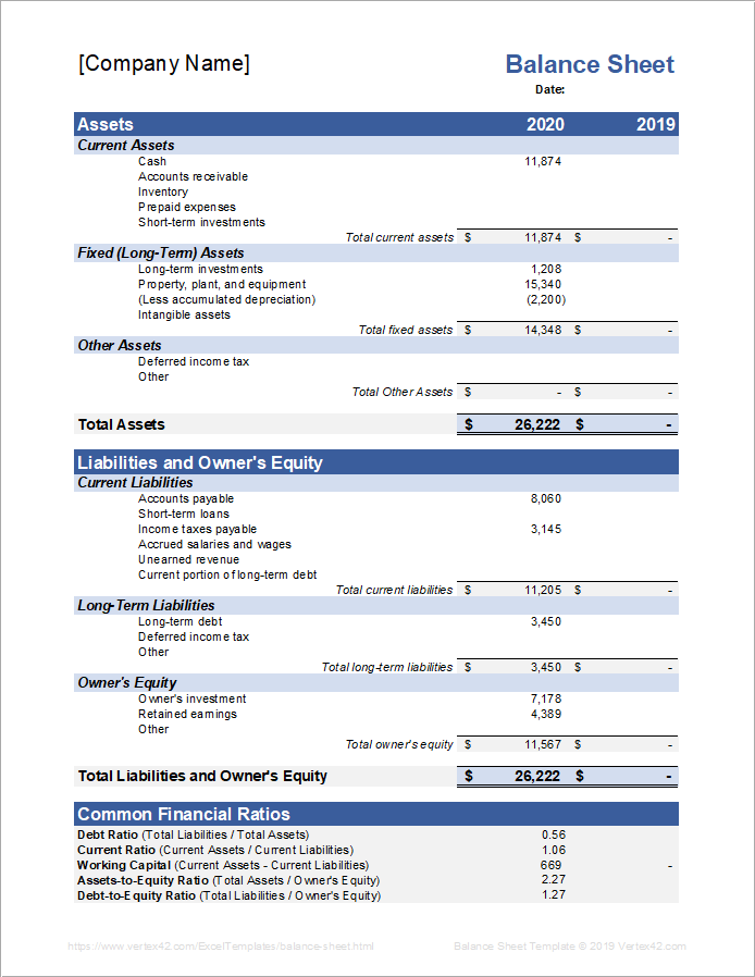 Balance Sheet Format In Excel 