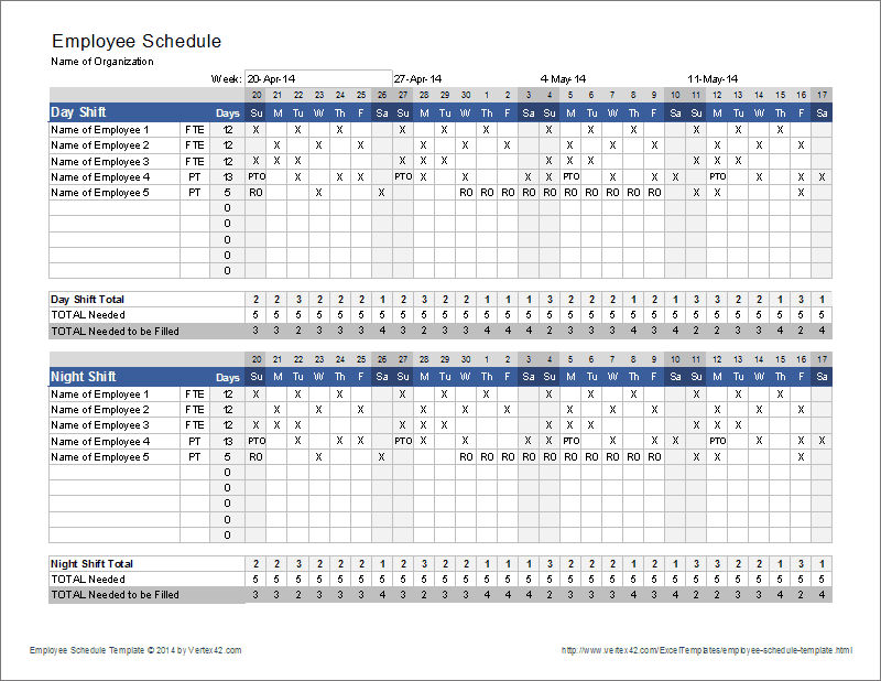 Employee Schedule Template Shift Scheduler