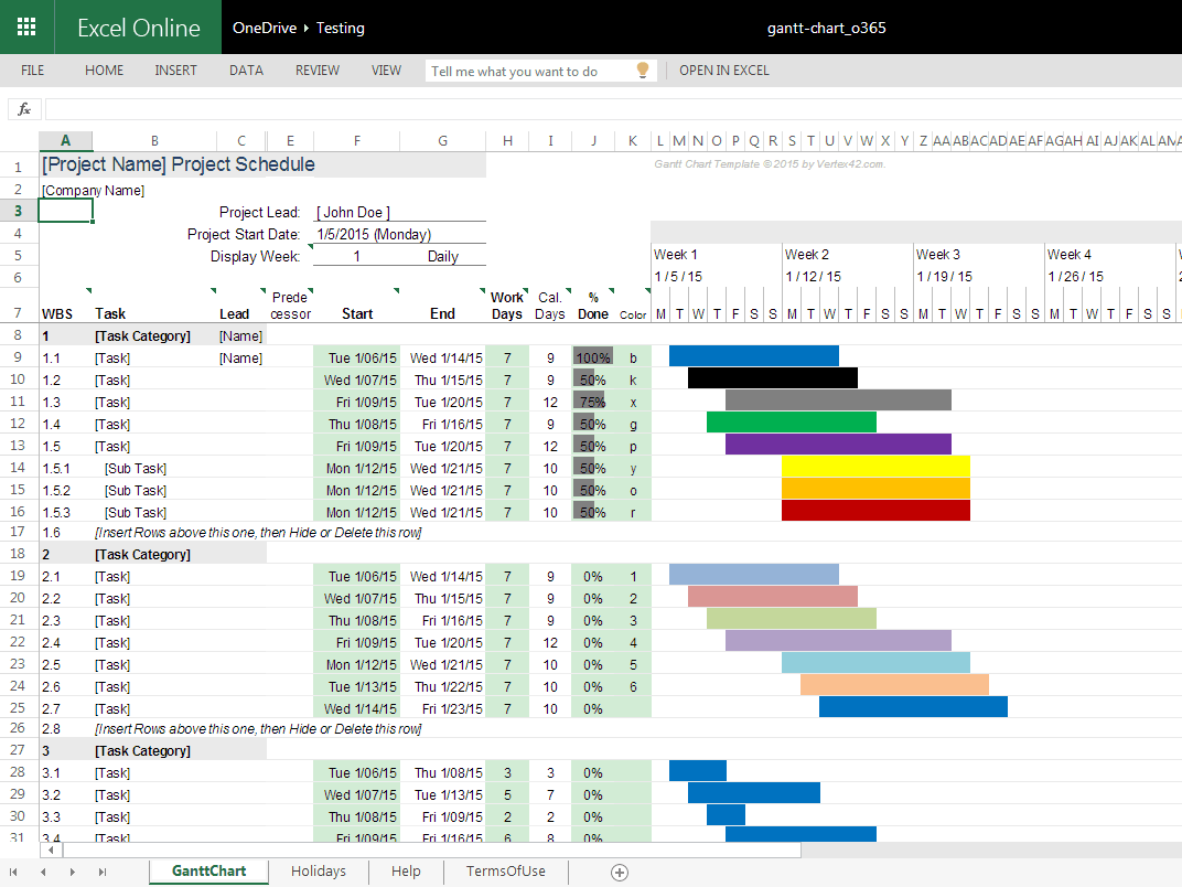 Sample Gantt Chart Template Weekly Gantt Chart Template In Microsoft 