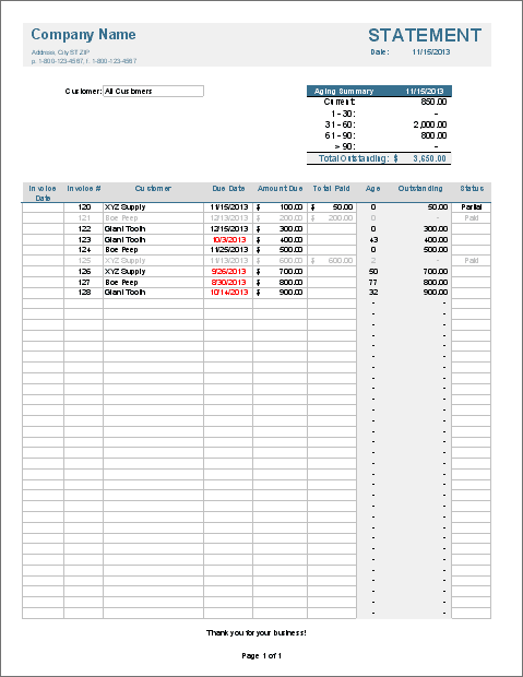 Free Invoice Tracking Template For Excel