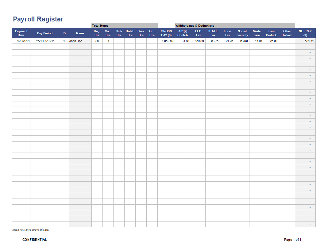 Employee Payroll Template Free Payslip Templates