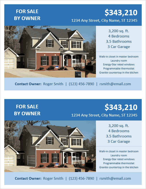 FSBO Flyer Template For Word