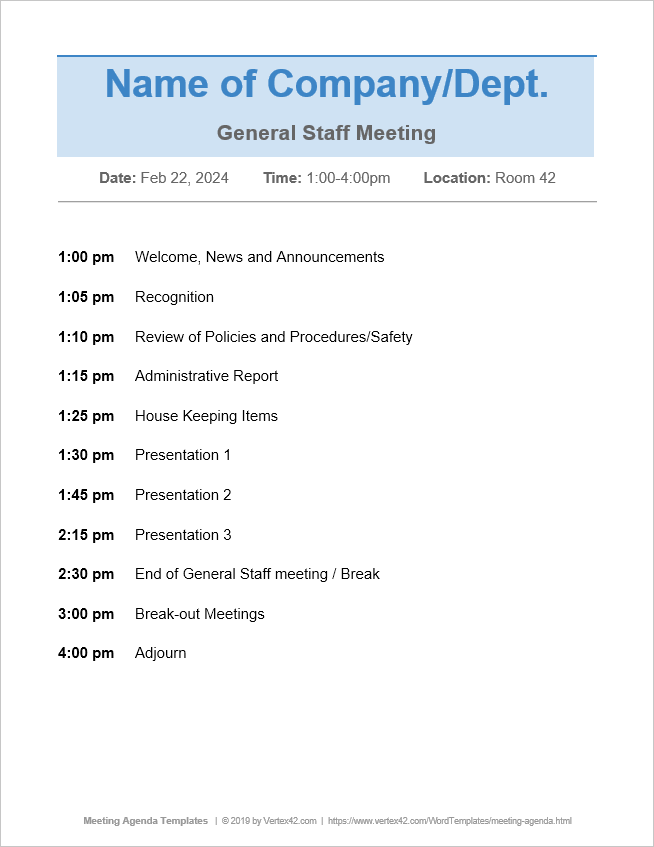 10 Free Meeting Agenda Templates Word And Google Docs