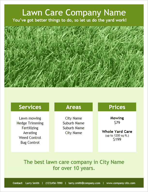 Lawn Care Flyer Template For Word