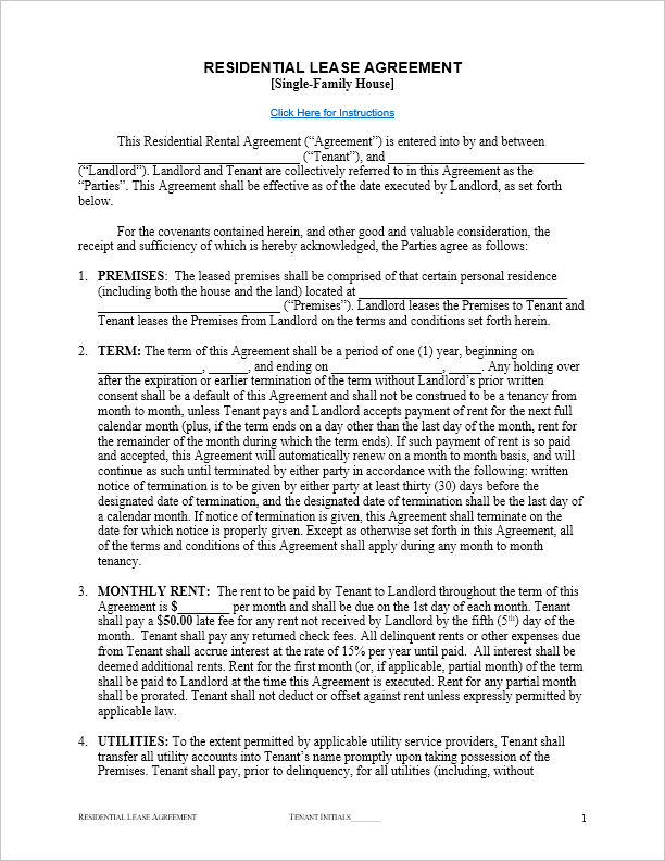 Free Lease Agreement Template For Word