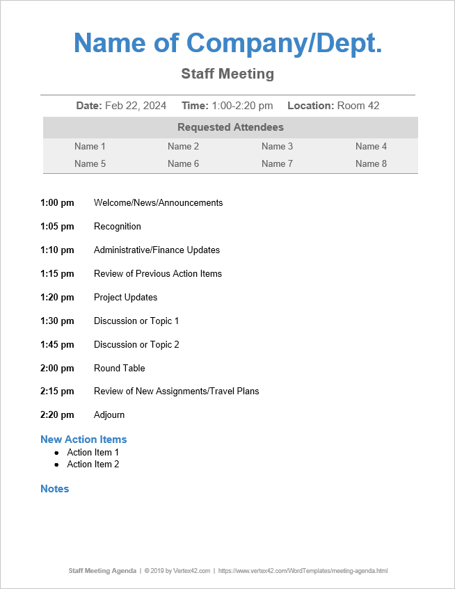Meeting Agenda Examples Riset