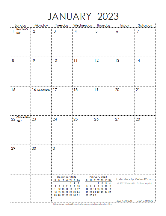 Printable Calendar 2023
