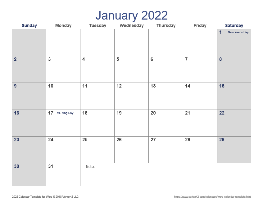 Printable 2022 Word Calendar Templates Calendarlabs 2022 Monthly Word 