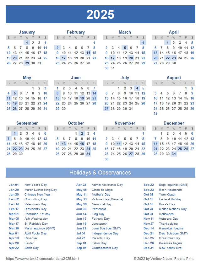 2025 Holiday Calendar Pdf Format Cassi Nalani