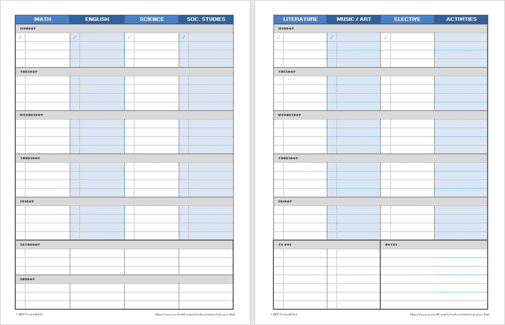 Free Weekly Student Planner Template FREE PRINTABLE TEMPLATES