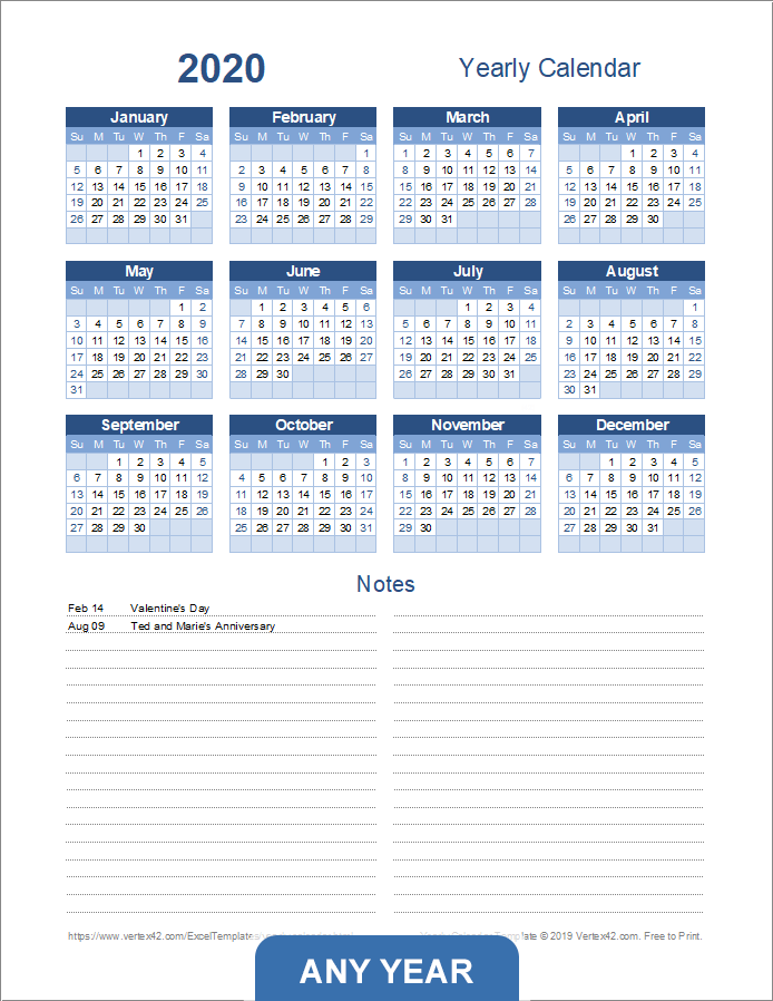 Yearly Calendar Template for 2024 and Beyond
