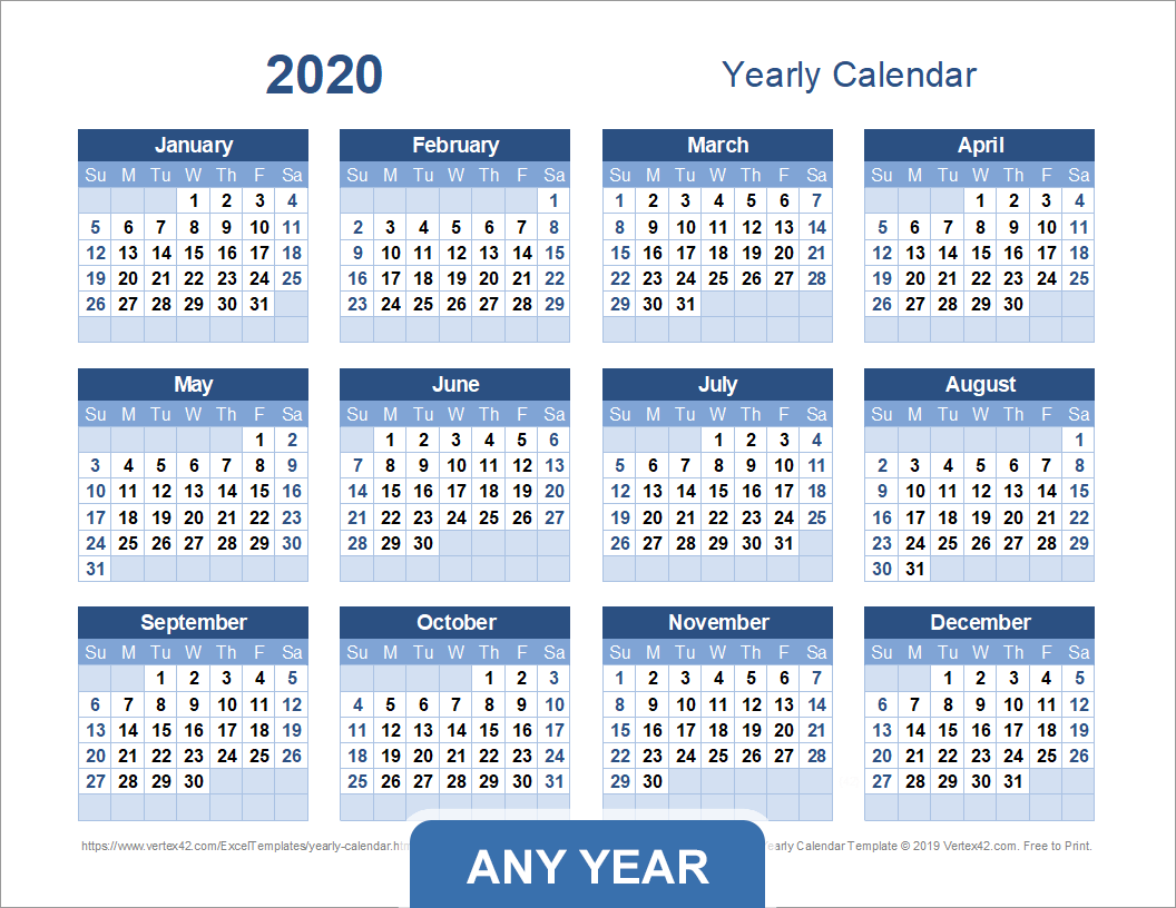 Yearly Calendar Template for 2022 and Beyond